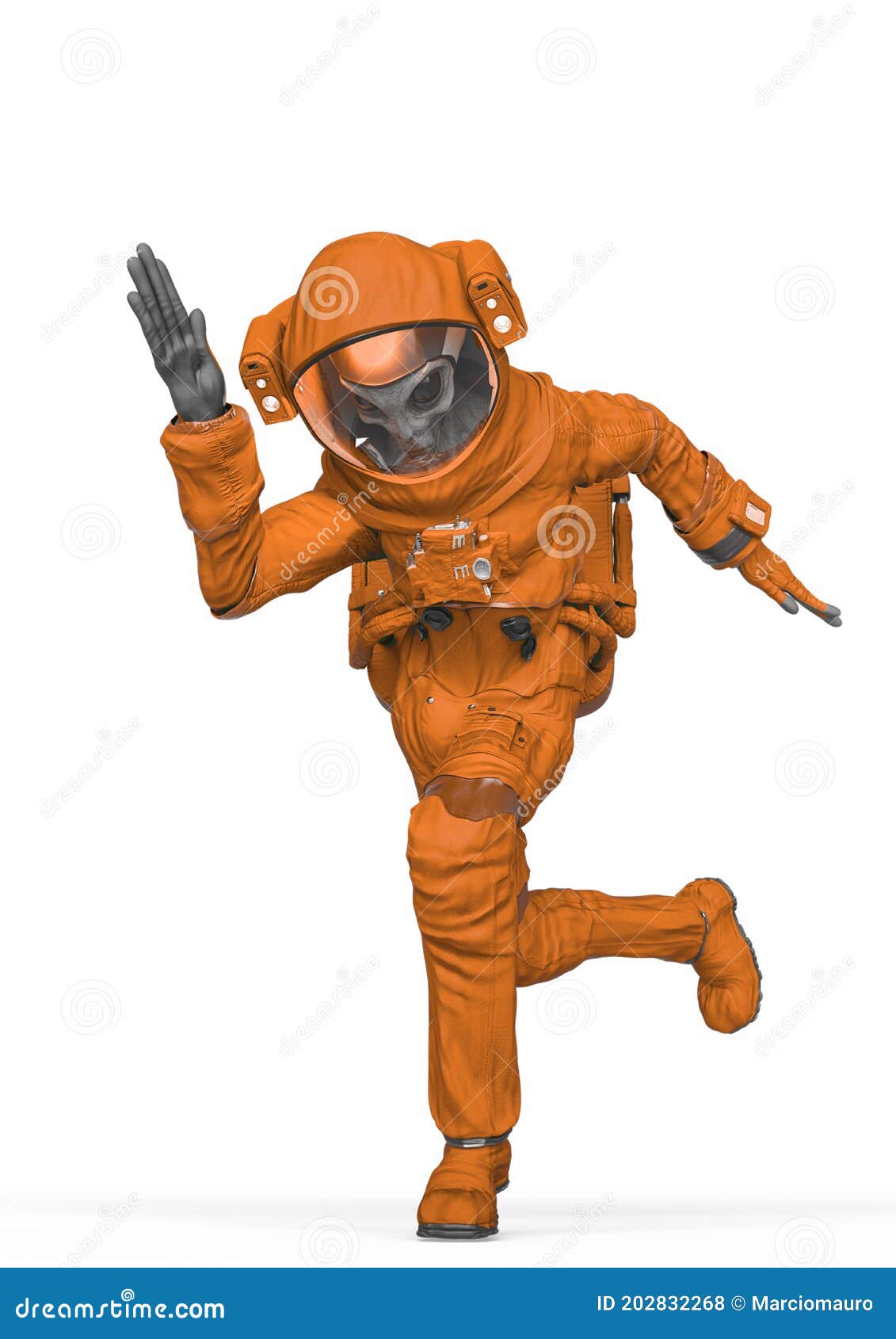 Alien Astronaut is Running Fast Stock Illustration - Illustration of ...