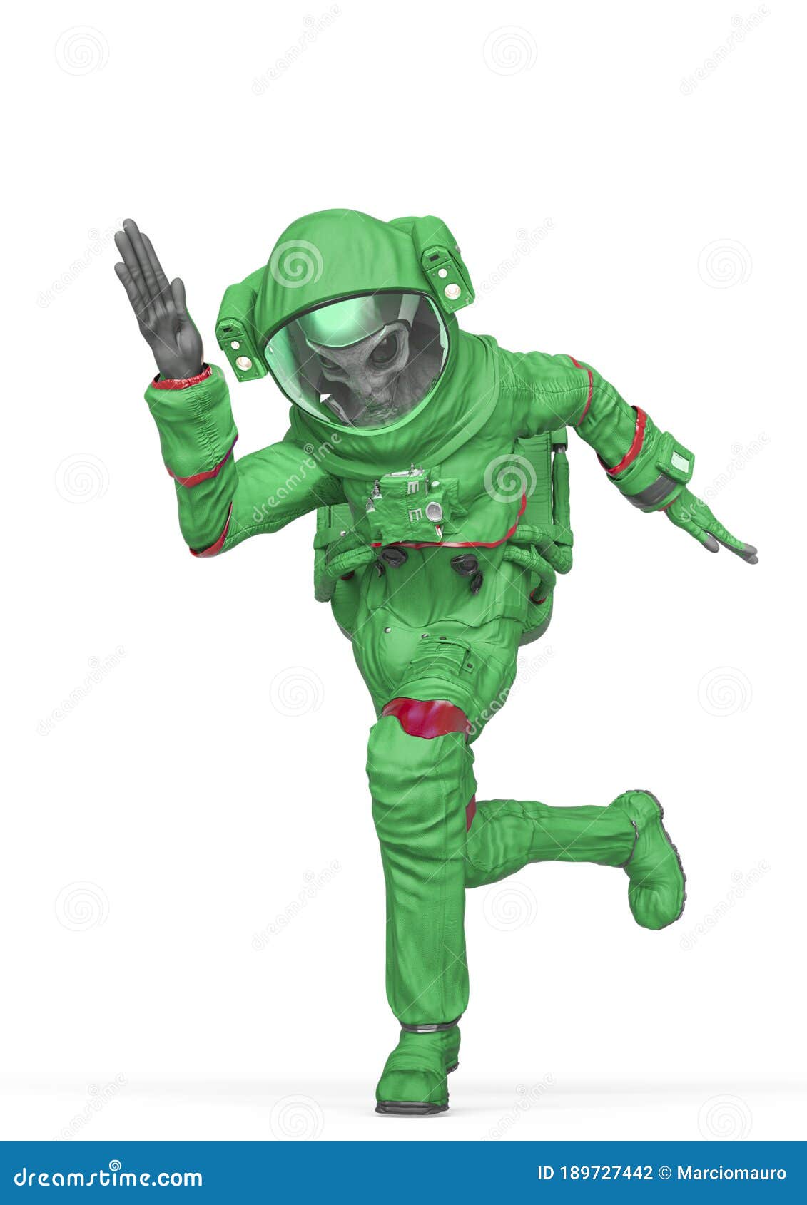Alien Astronaut is Running Fast Stock Illustration - Illustration of ...