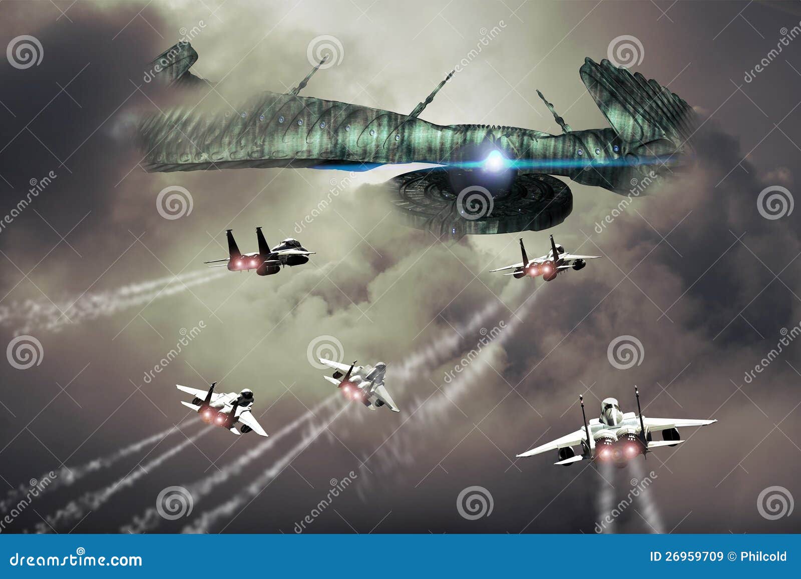 Alien attack stock illustration. Illustration of cloud - 26959709