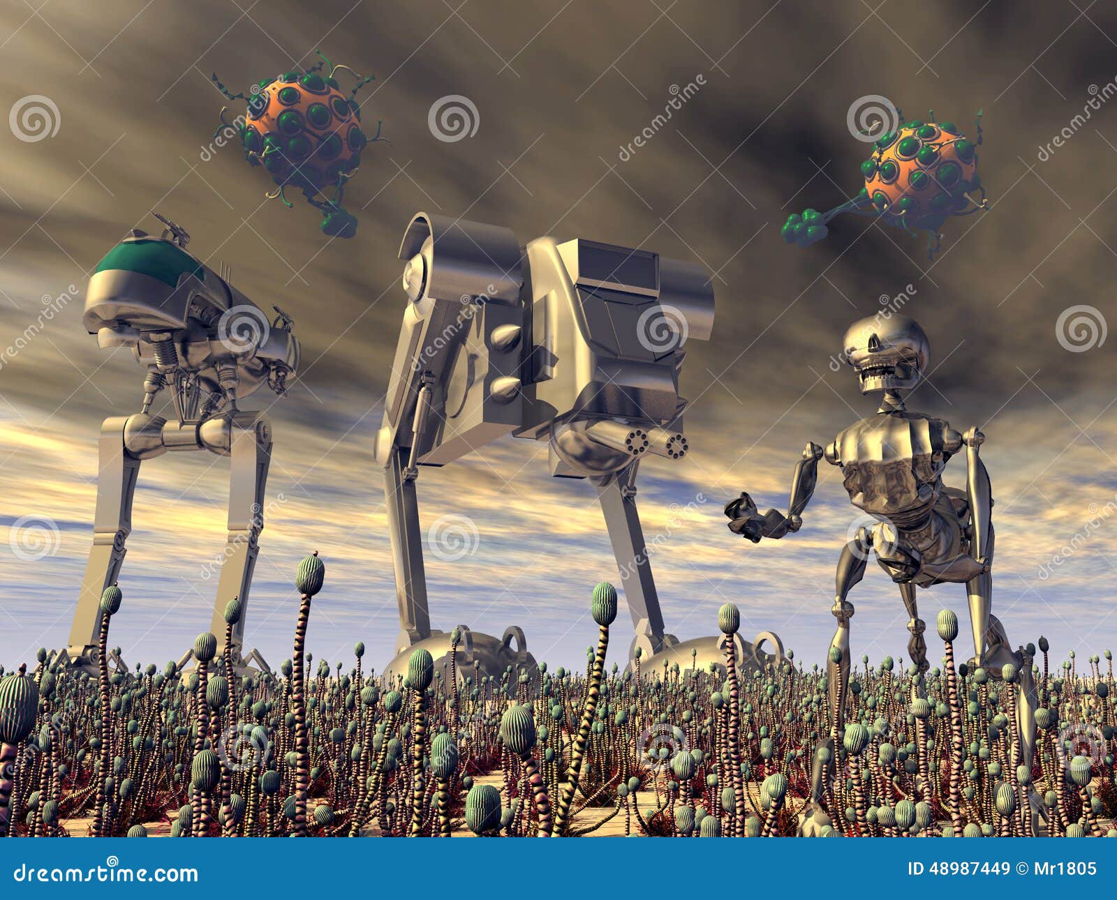 Alien Attack stock illustration. Illustration of plants - 48987449