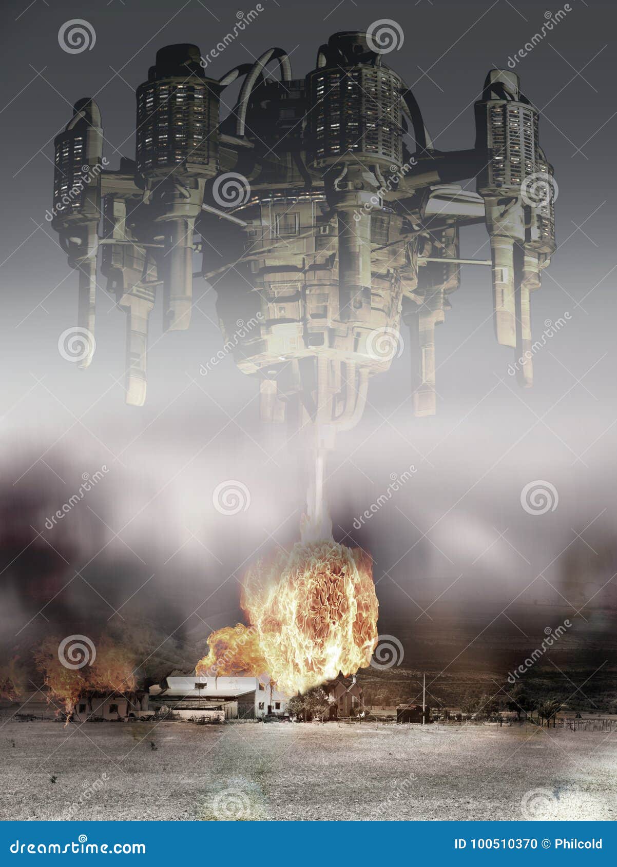Alien attack stock illustration. Illustration of attack - 100510370