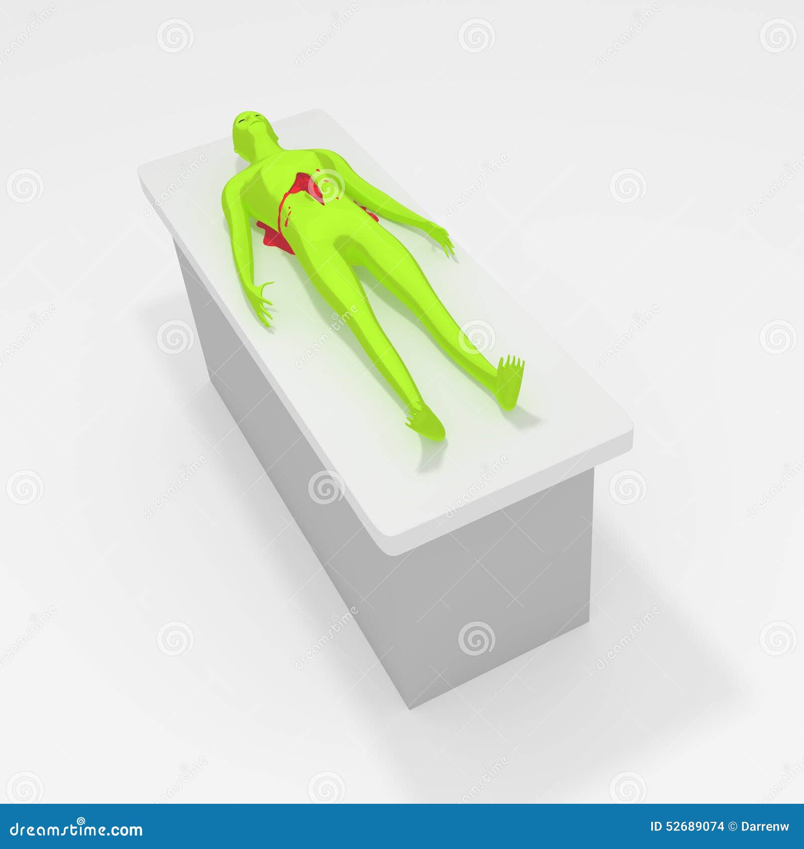 The Dead Alien In The Morgue On The Table. Futuristic Autopsy Concept ...