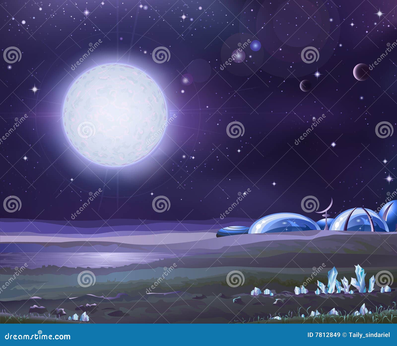 Alien base stock vector. Illustration of buildings, blue - 7812849