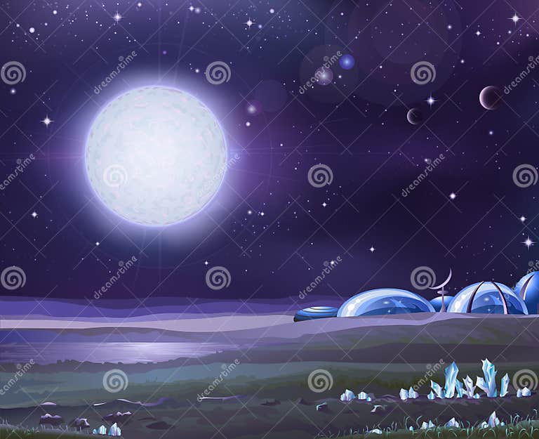 Alien base stock vector. Illustration of buildings, blue - 7812849