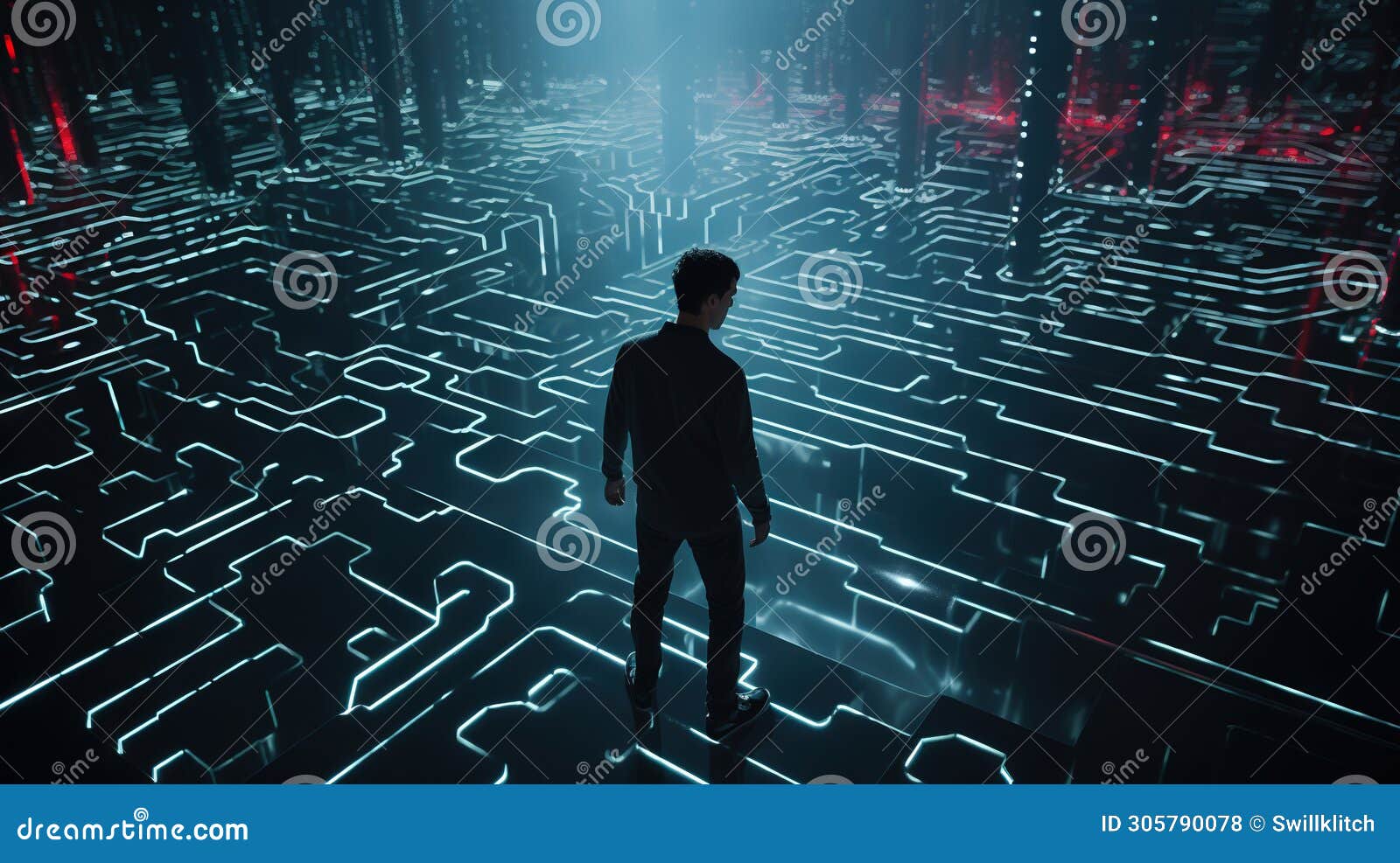 Alien Base Interior with Laser Labyrinth in 80s Sci-fi Action Style ...