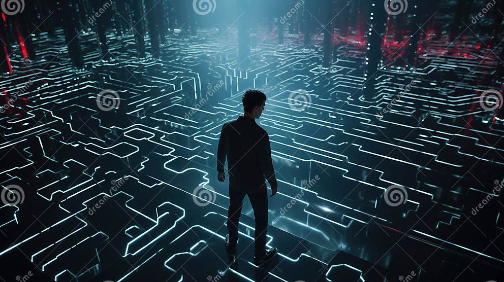 Alien Base Interior with Laser Labyrinth in 80s Sci-fi Action Style ...