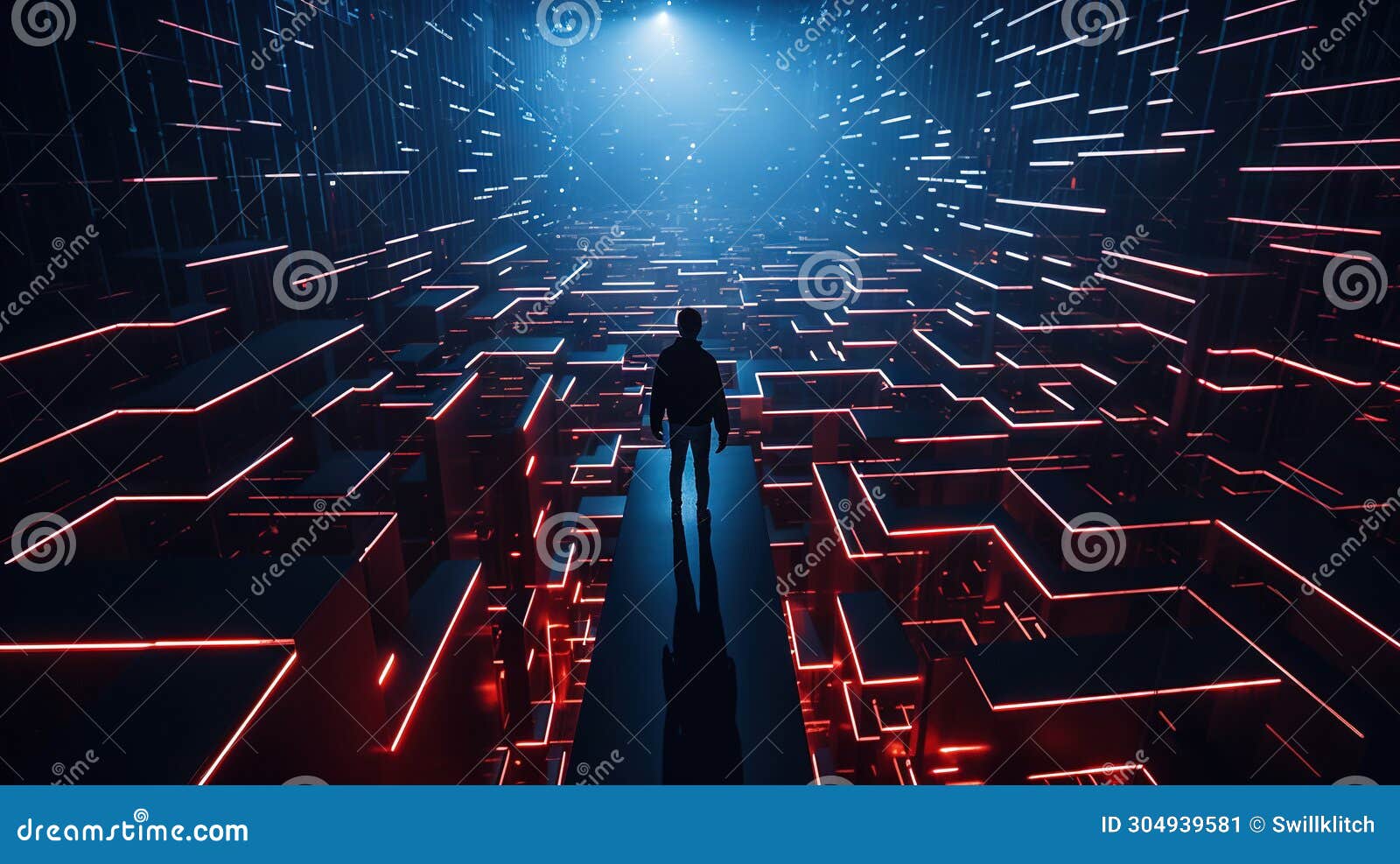 Alien Base Interior with Laser Labyrinth in 80s Sci-fi Action Style ...