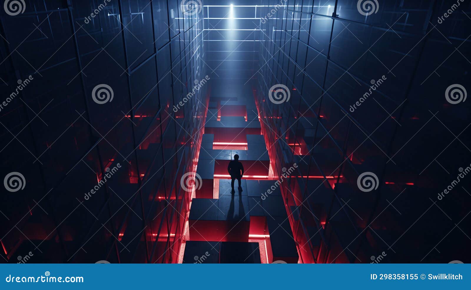 Alien Base Interior with Laser Labyrinth in 80s Sci-fi Action Style ...