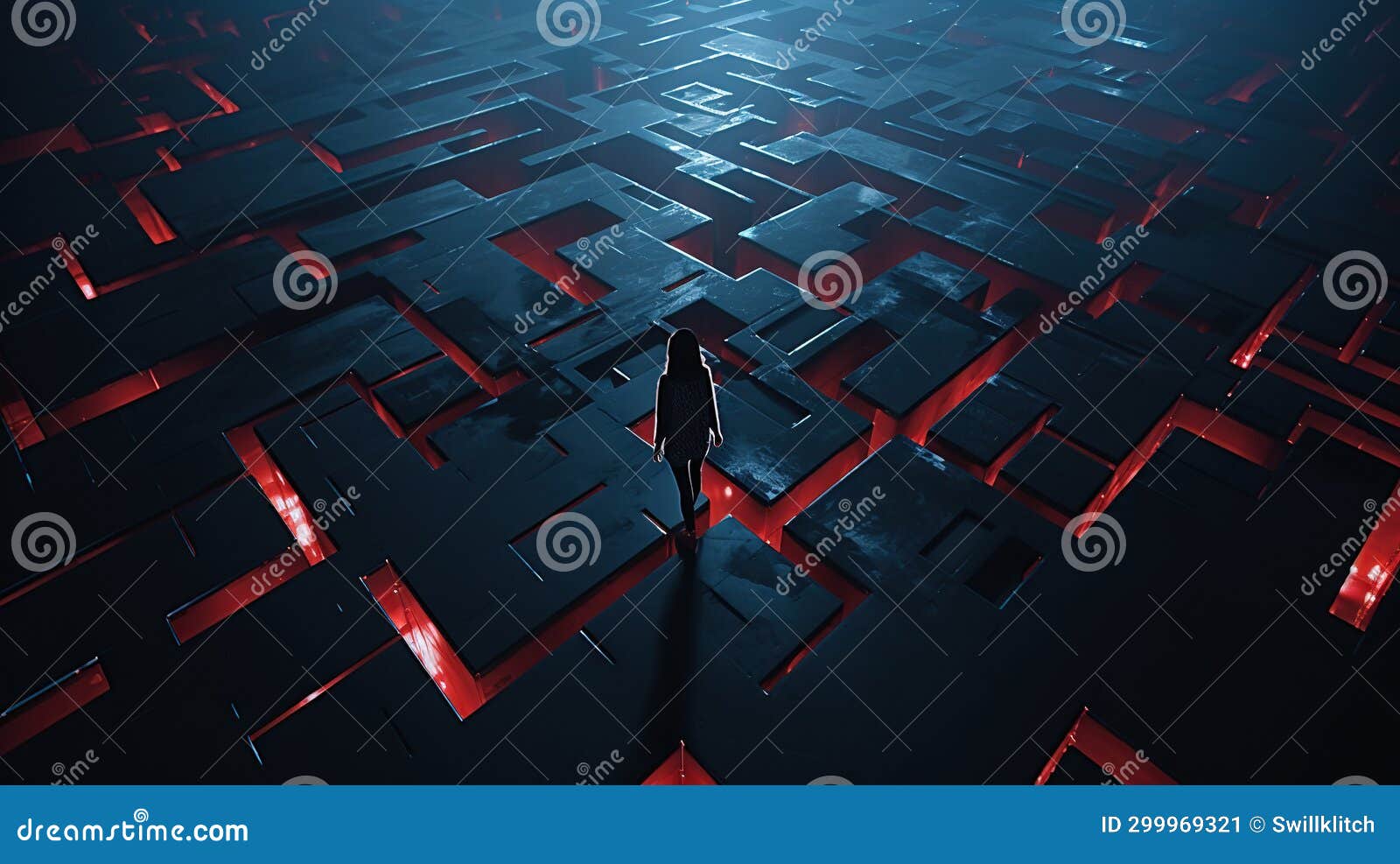 Alien Base Interior with Laser Labyrinth in 80s Sci-fi Action Style ...