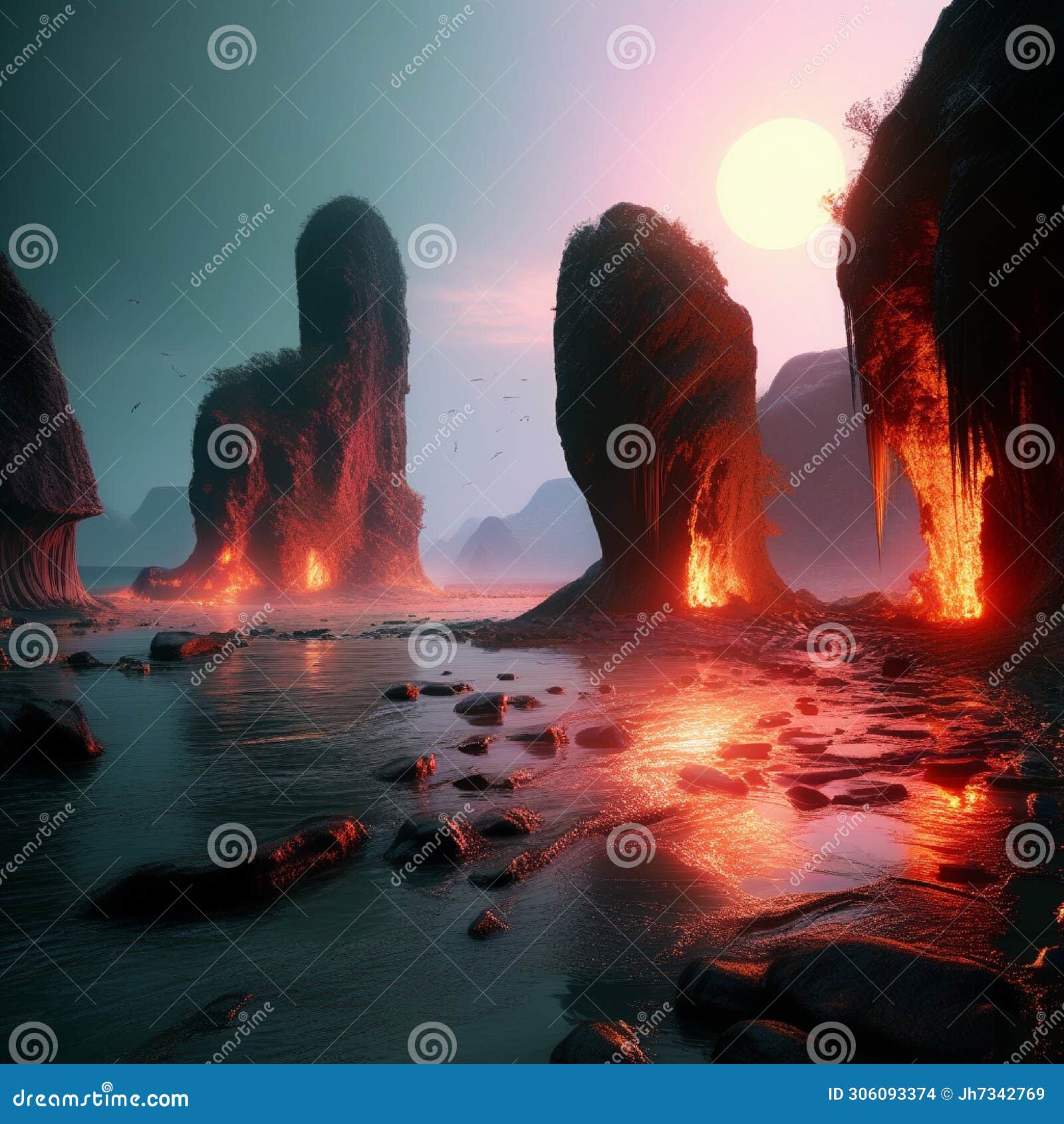 An Alien Beach with Phosphorescent Waves and Bizarre Rock Formations ...