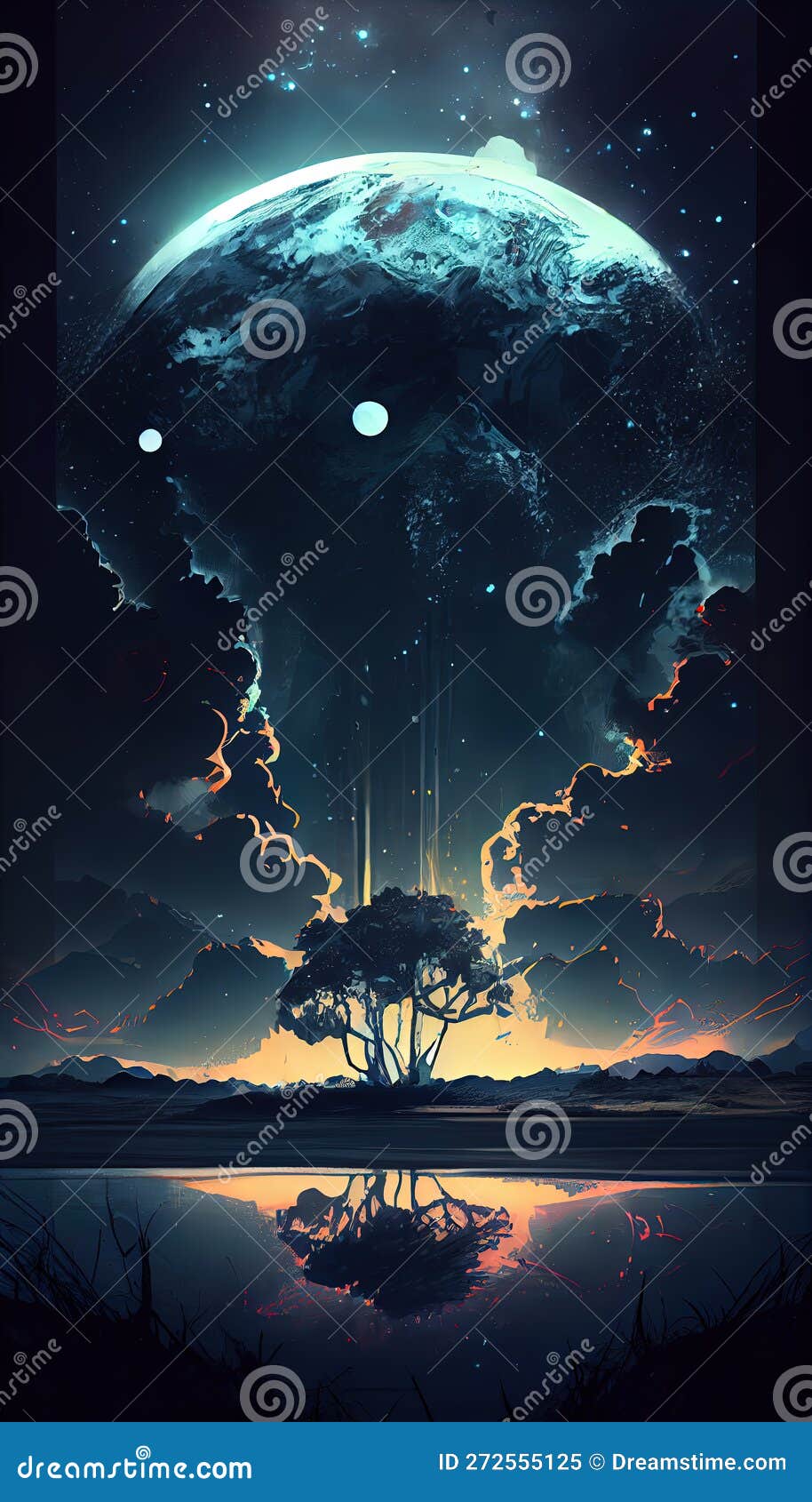 Alien Beautiful Background. AI Generated. Stock Illustration ...