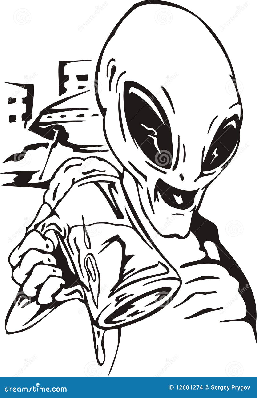Alien with a beer mug. stock vector. Illustration of landed - 12601274