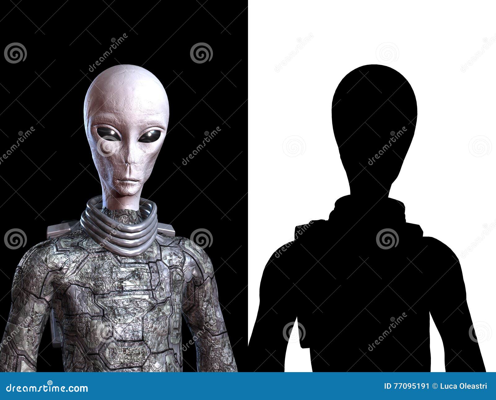 Alien Being Bust with Alpha Channel Stock Illustration - Illustration ...