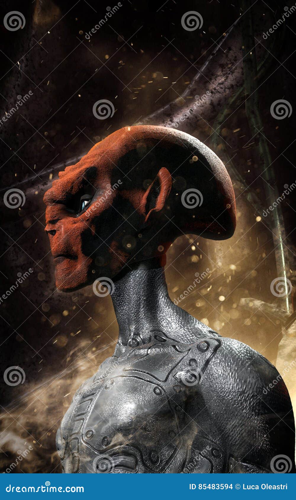 Alien being in interior stock illustration. Illustration of astronaut ...