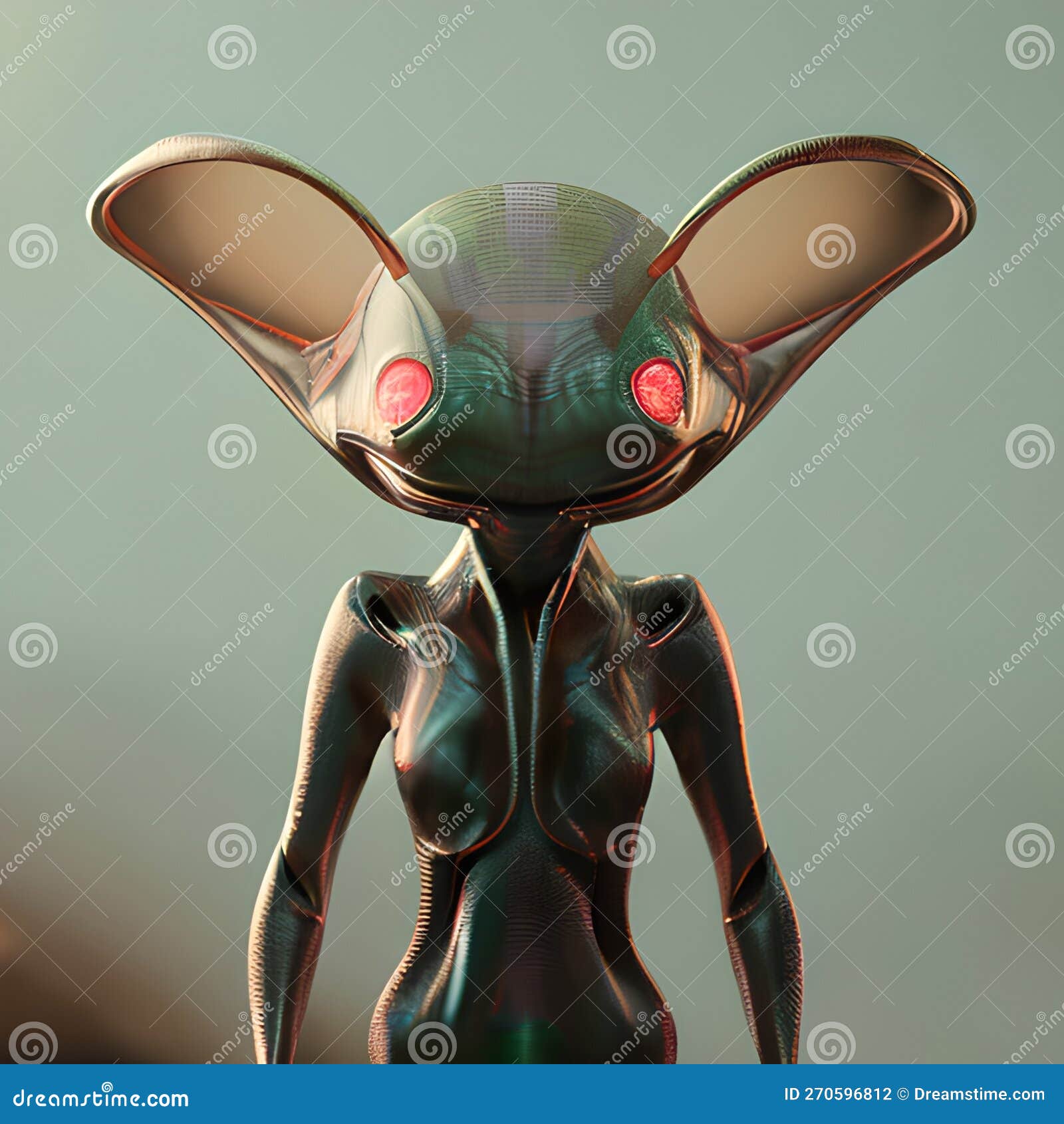 An Alien with Big Ears and Glowing Eyes Ai Generated, Generative AI ...