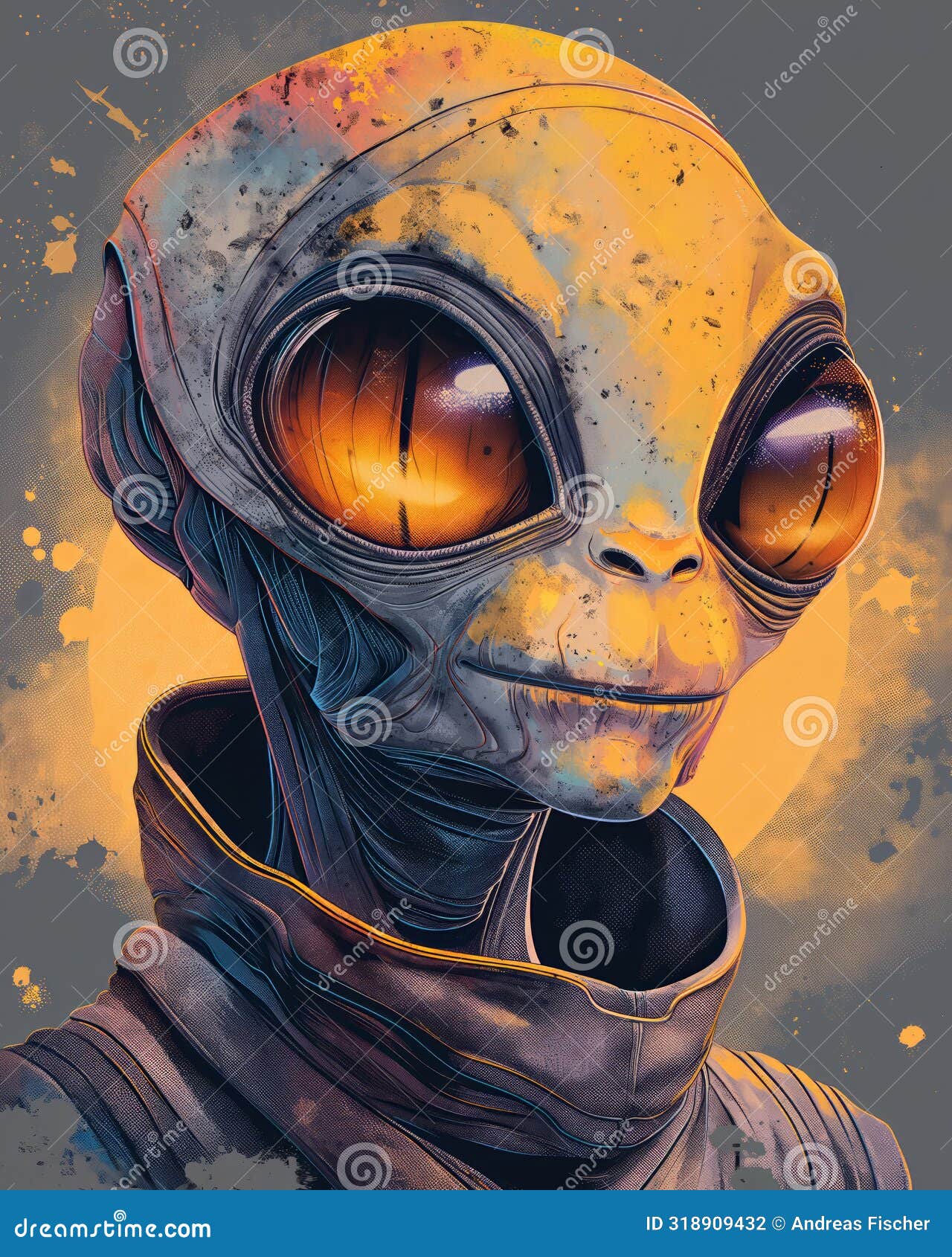 Alien with Big Eyes. stock photo. Image of creative - 318909432