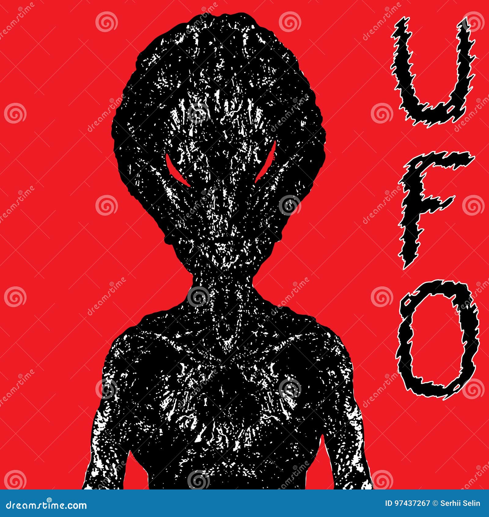 Alien with a Big Head. Vector Illustration Stock Vector - Illustration ...