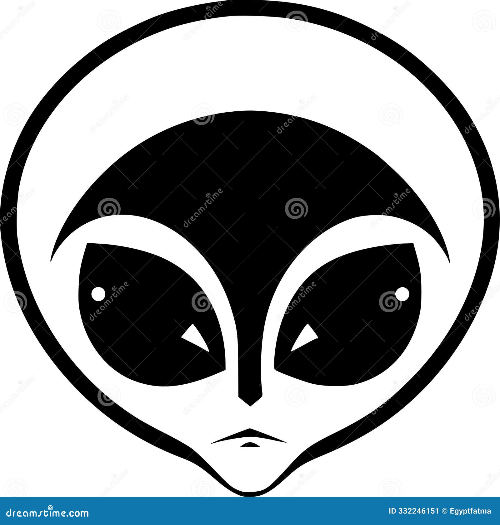 Alien - Black and White Vector Illustration Stock Vector - Illustration ...
