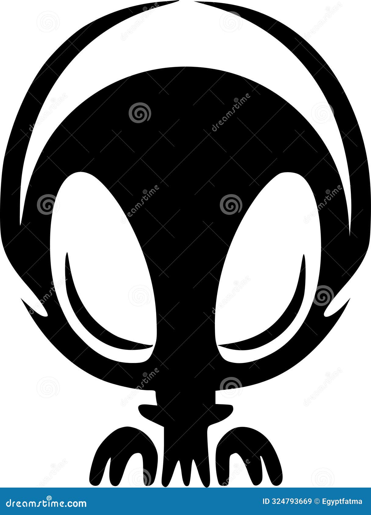 Alien - Black and White Vector Illustration Stock Vector - Illustration ...