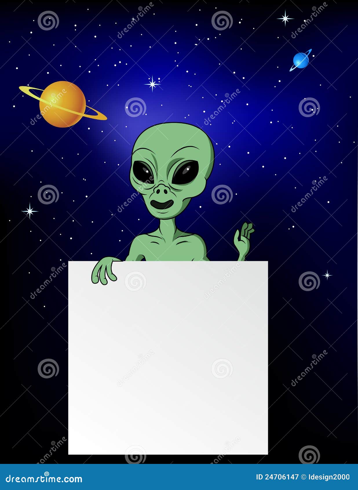 Alien with blank sign stock vector. Illustration of alien - 24706147