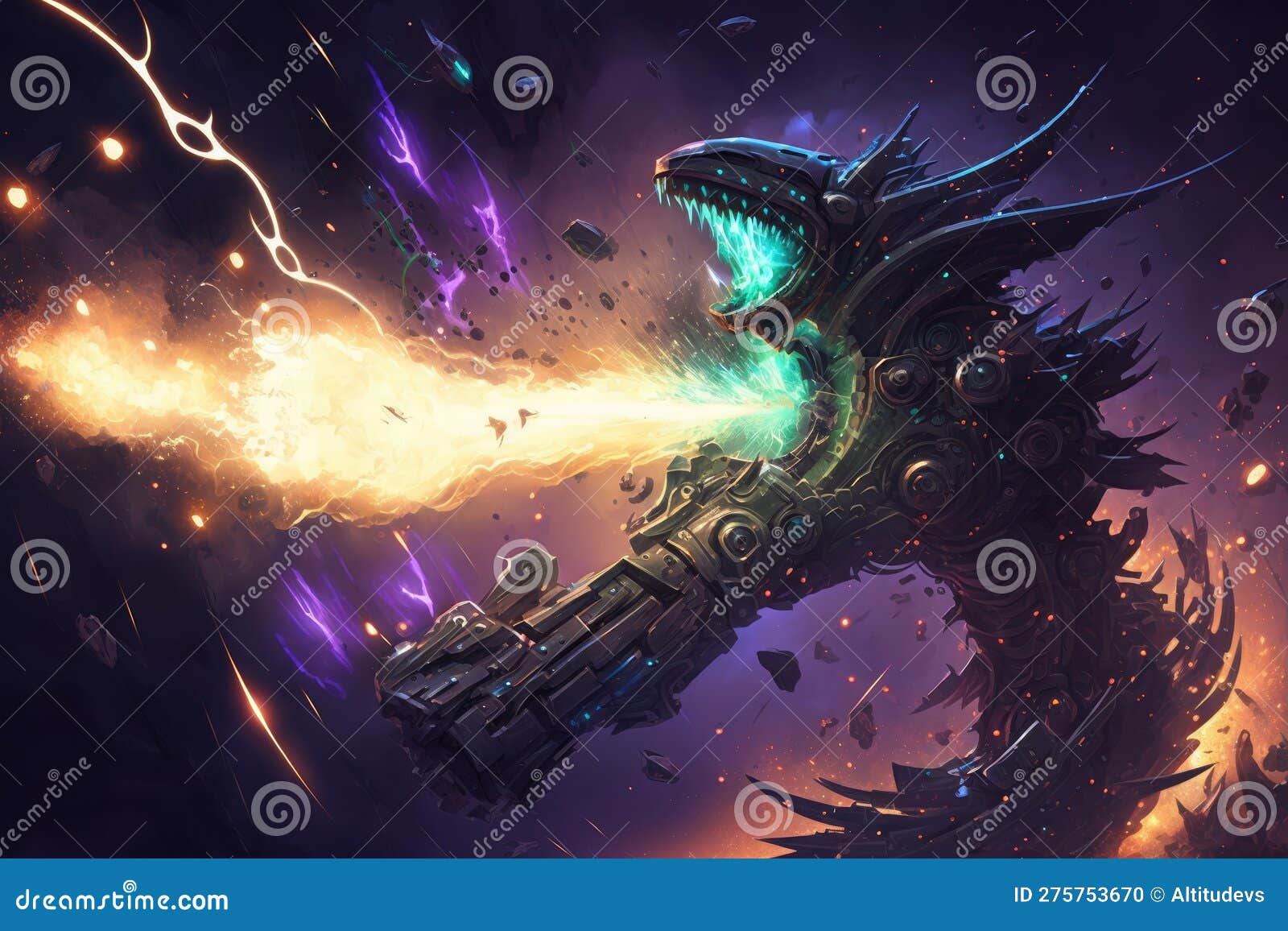 Alien Blaster Wielding a Massive Weapon, Destroying Everything in Its ...