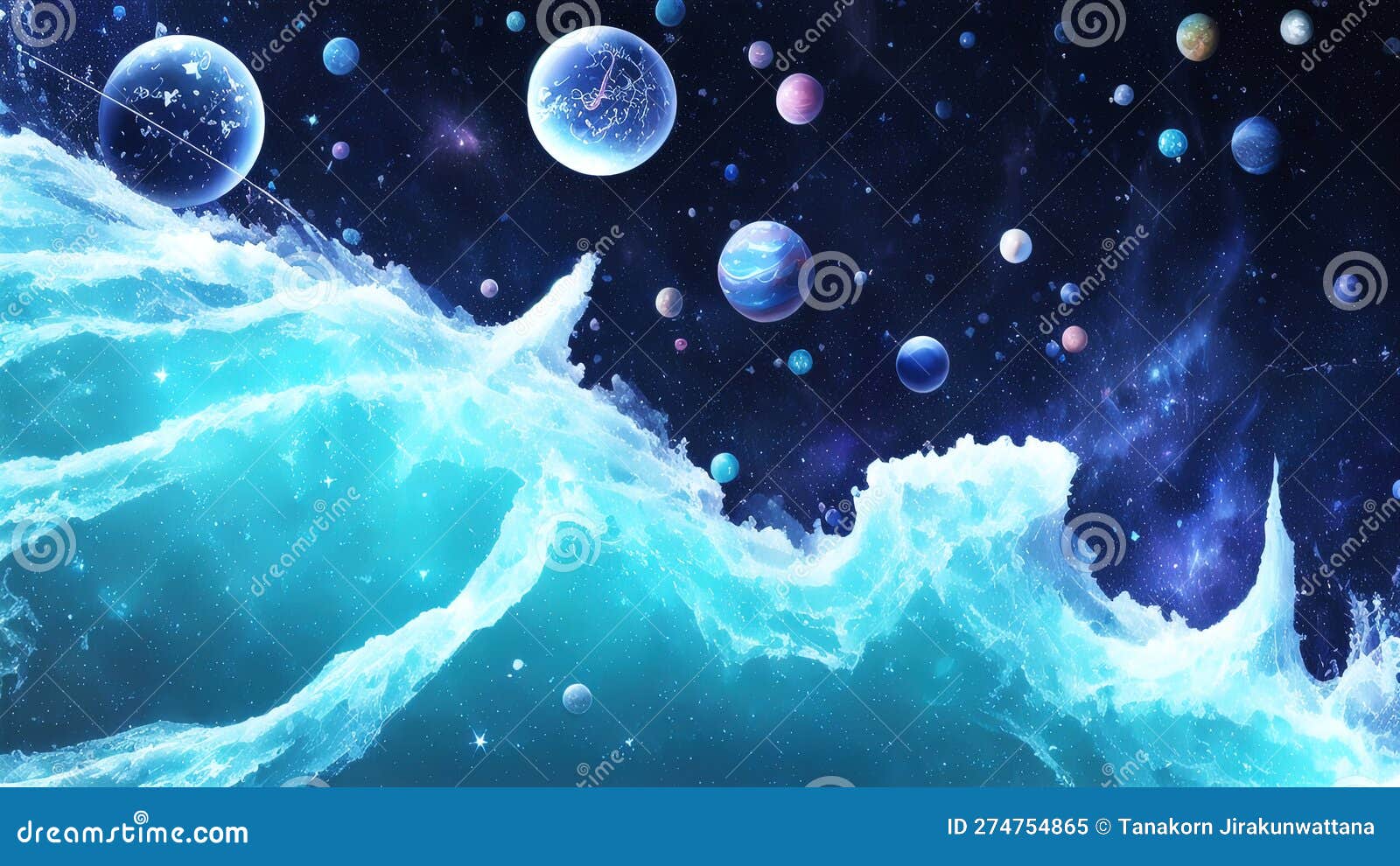 Alien Blue Ocean Planet. AI Generate Stock Illustration - Illustration ...