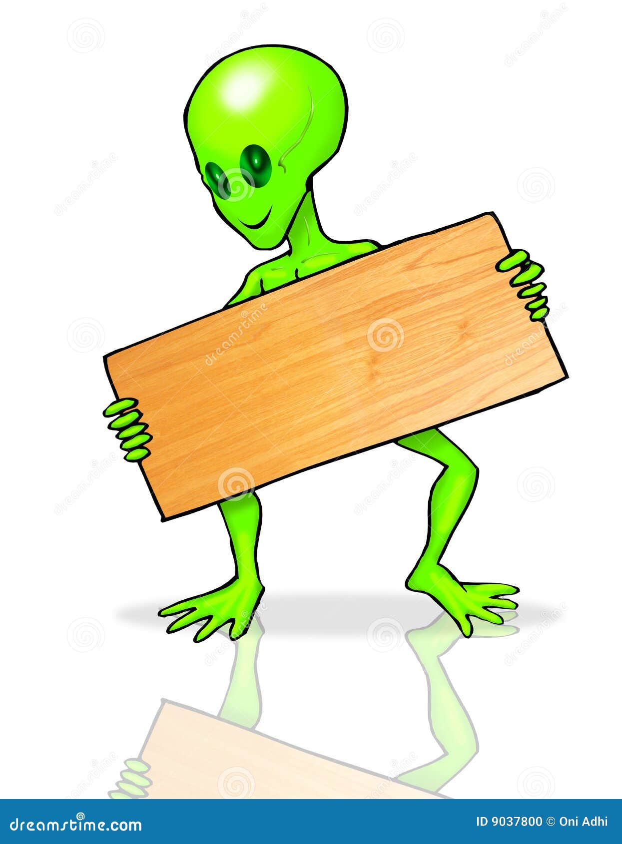 Alien with board stock illustration. Illustration of isolated - 9037800