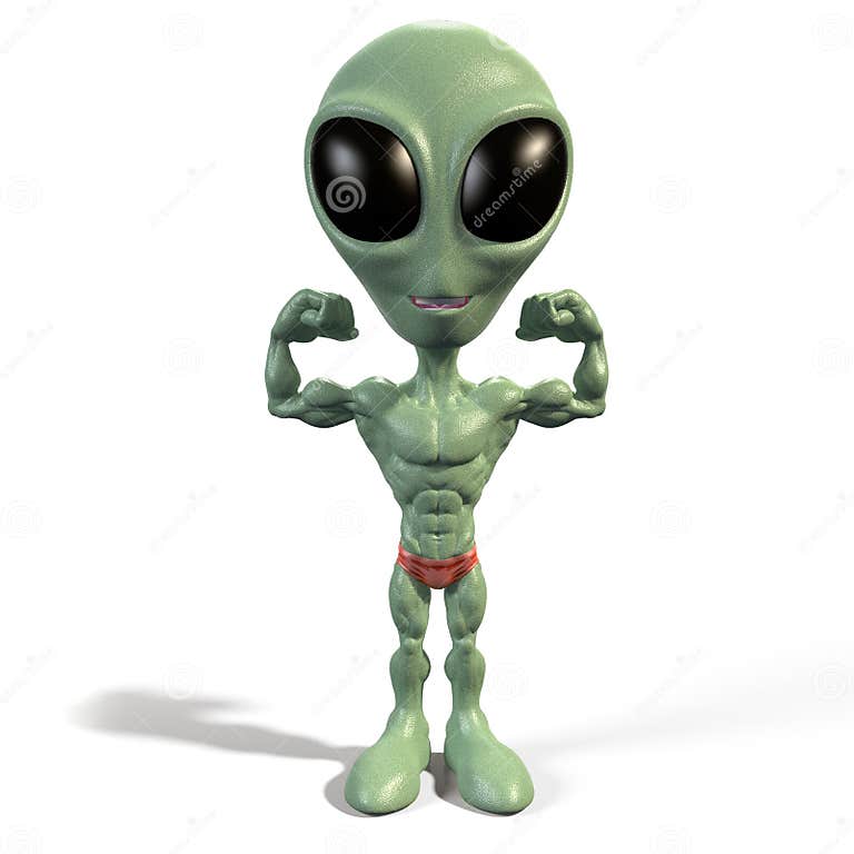 Alien body builder stock illustration. Illustration of cartoon - 25894105