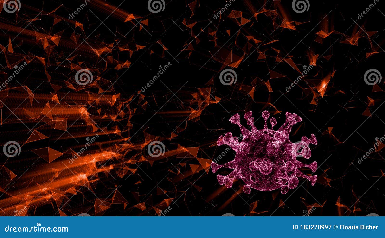 A 3d Render Microscopic Single Cell in the Environment of Glowing Red ...