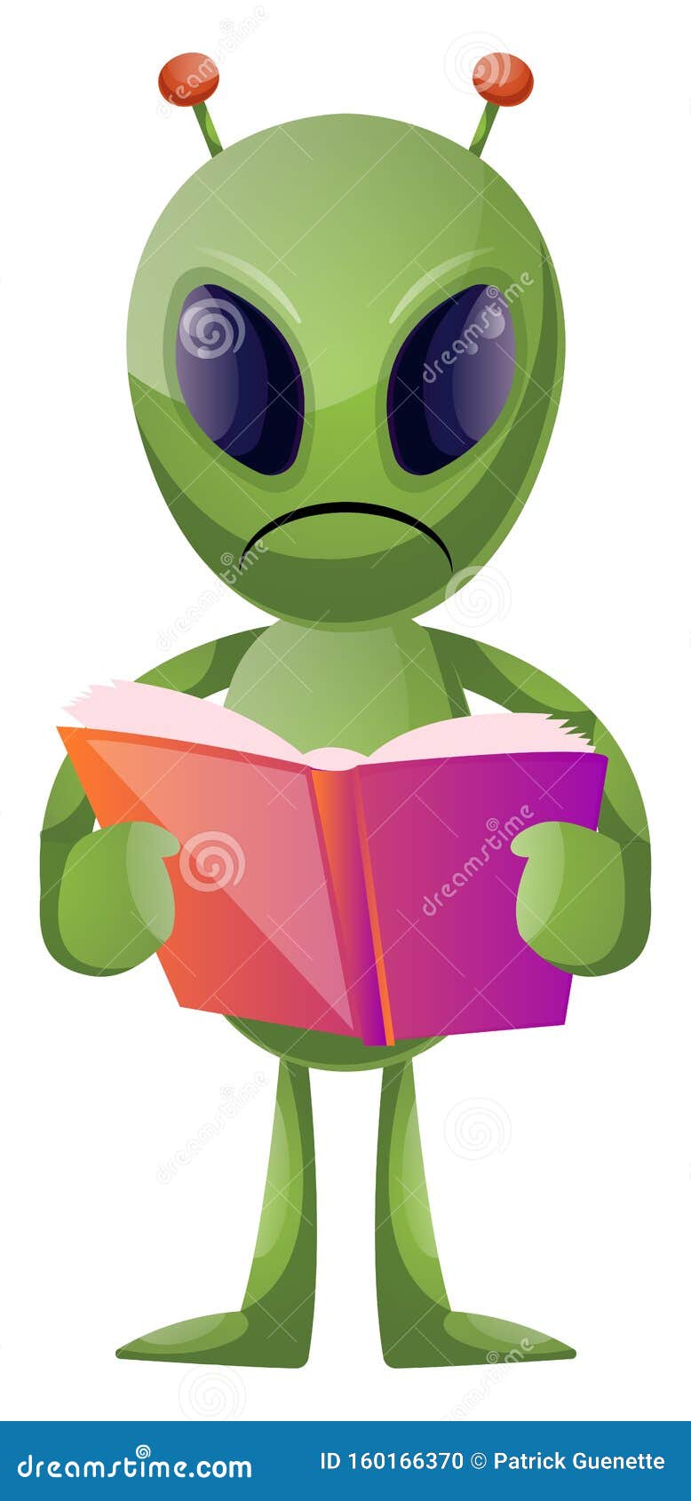 Alien with Book, Illustration, Vector Stock Vector - Illustration of ...