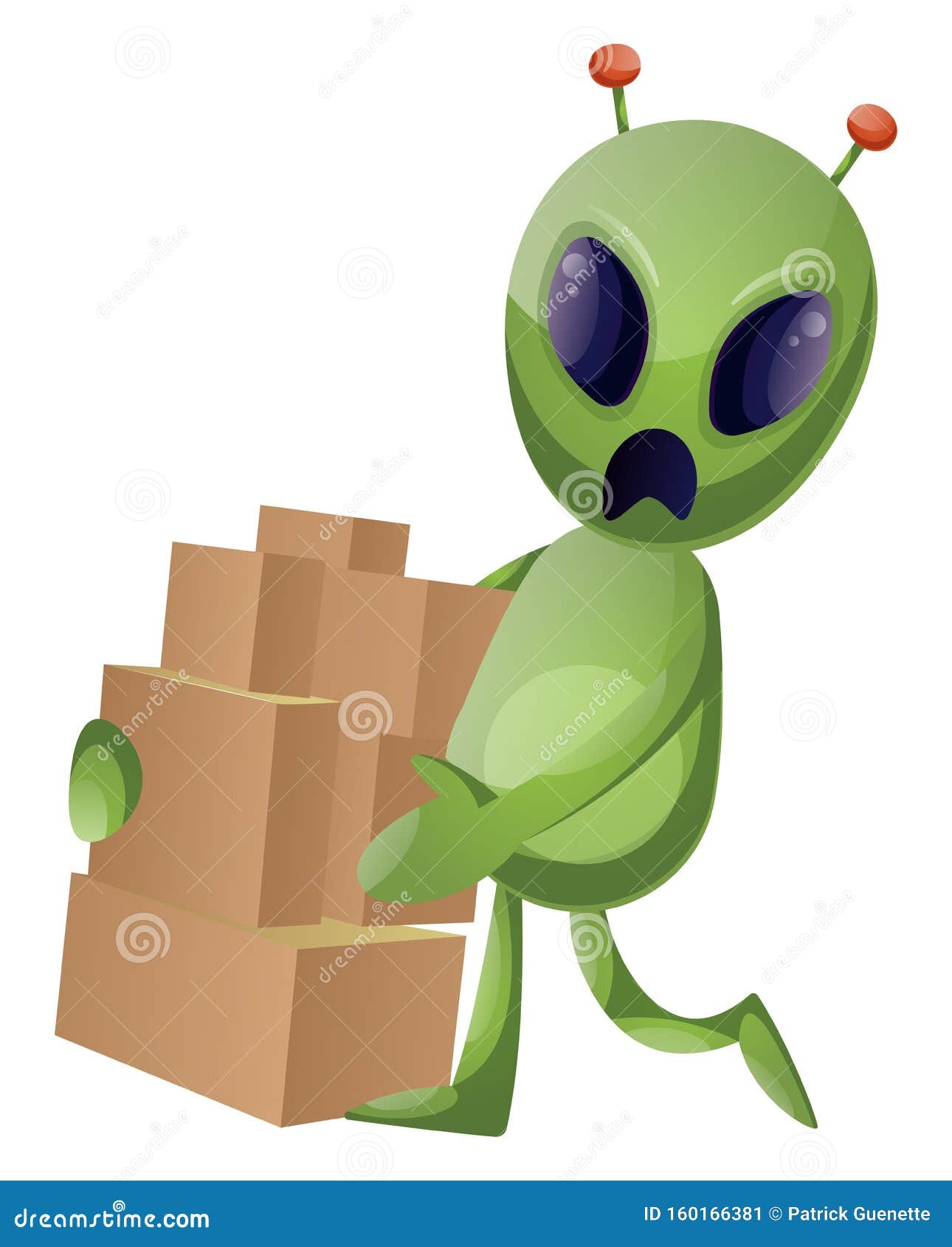 Alien with Boxes, Illustration, Vector Stock Vector - Illustration of ...
