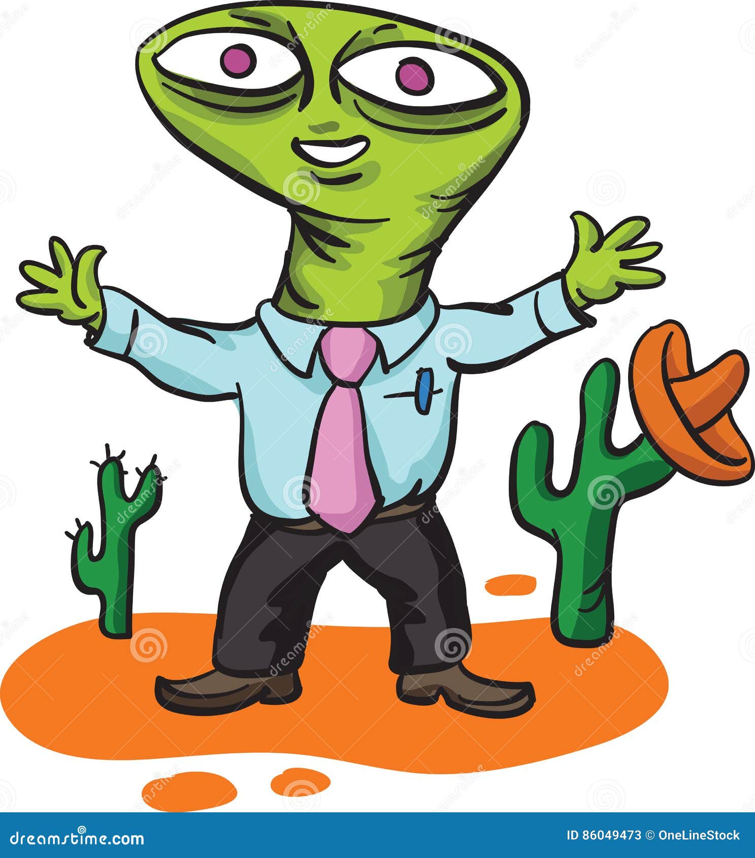 Alien Businessman in Mexican Landscape Stock Vector - Illustration of ...
