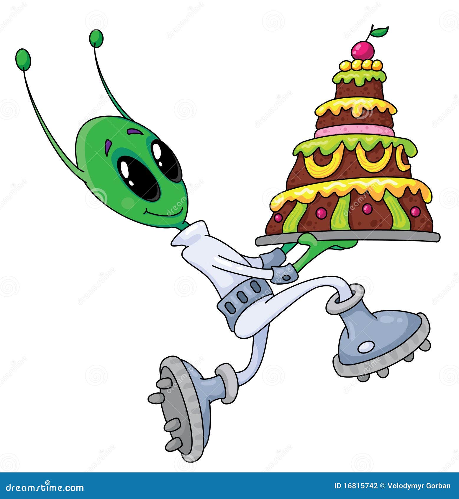 Alien with cake stock vector. Illustration of berry, fiction - 16815742