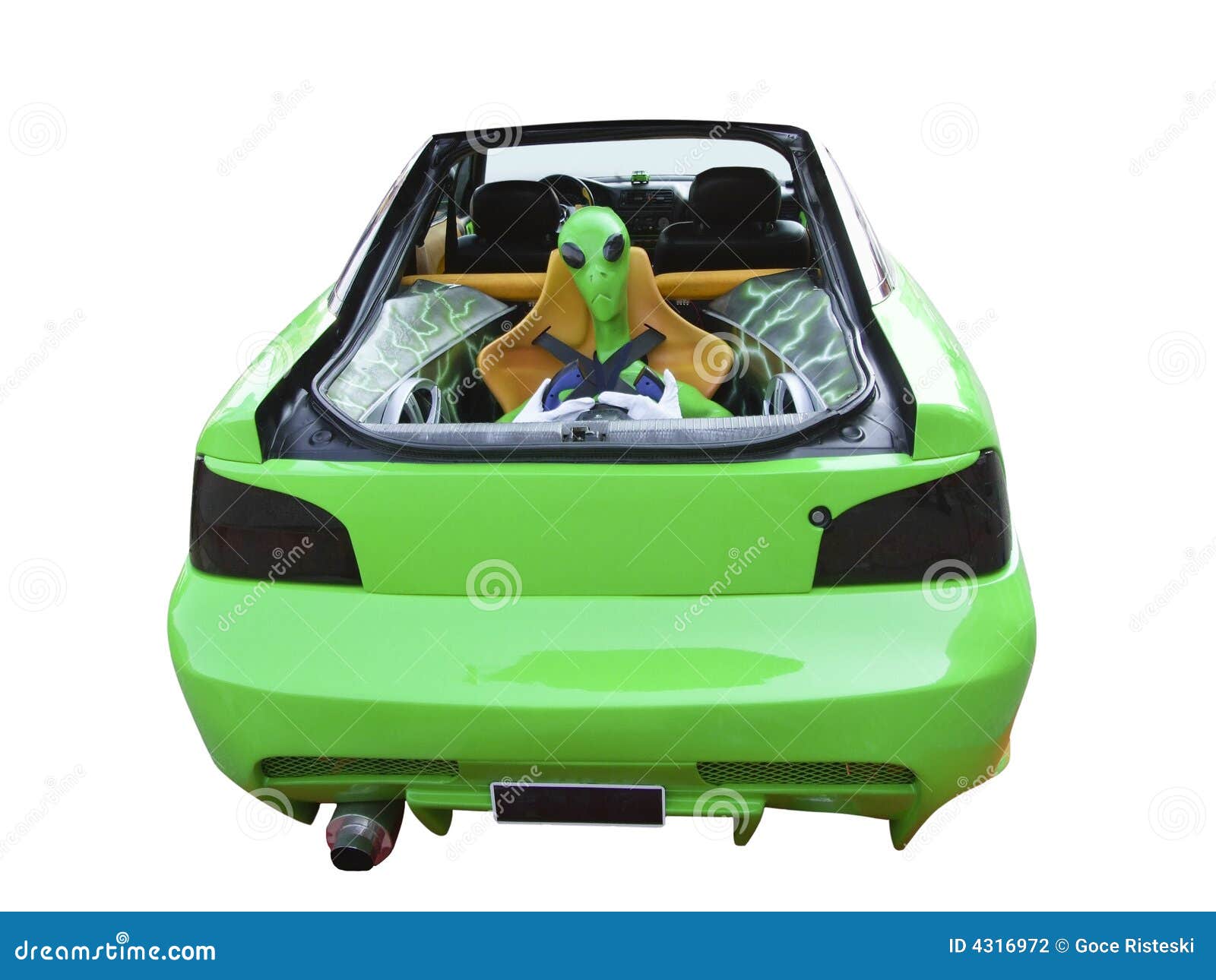 Alien in car stock photo. Image of green, vehicle, isolated - 4316972