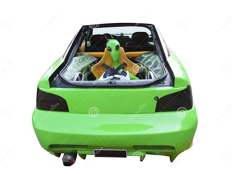 Alien in car stock photo. Image of green, vehicle, isolated - 4316972