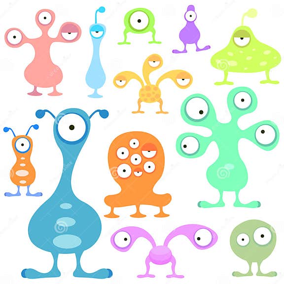 Alien cartoons vector set stock vector. Illustration of design - 7956244
