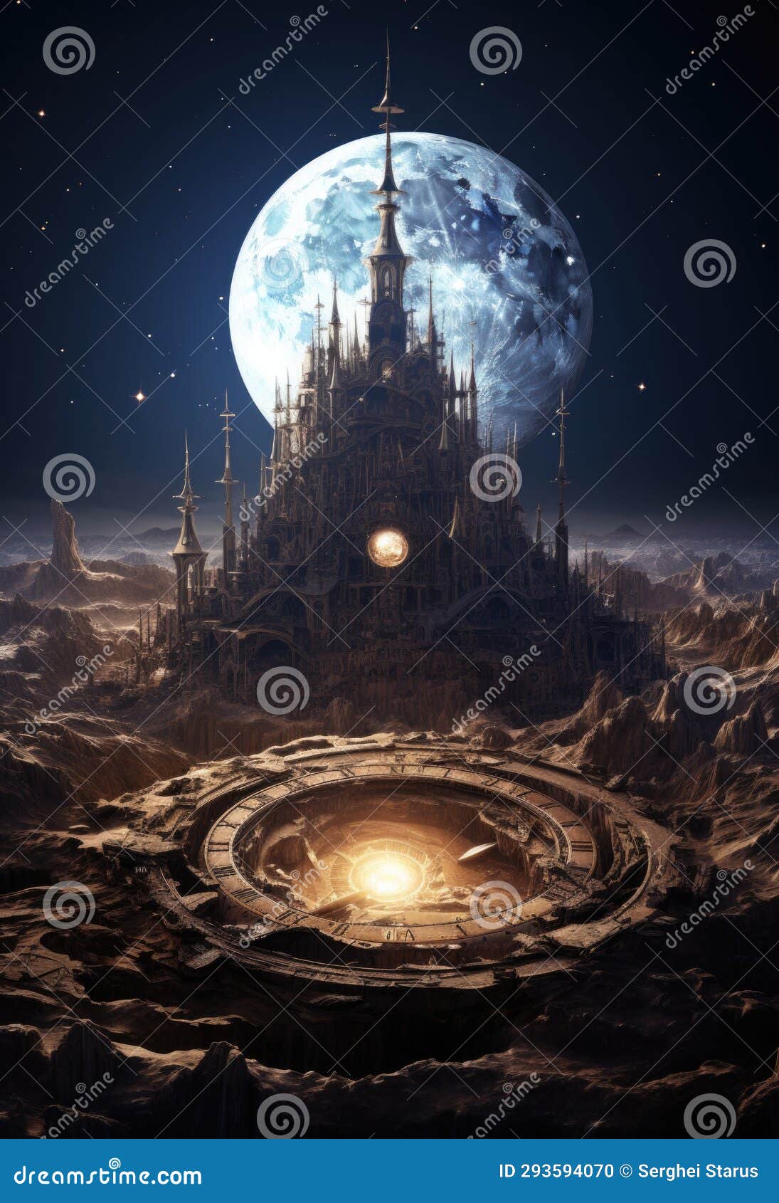 An Alien Castle in the Middle of a Desert, AI Stock Illustration ...
