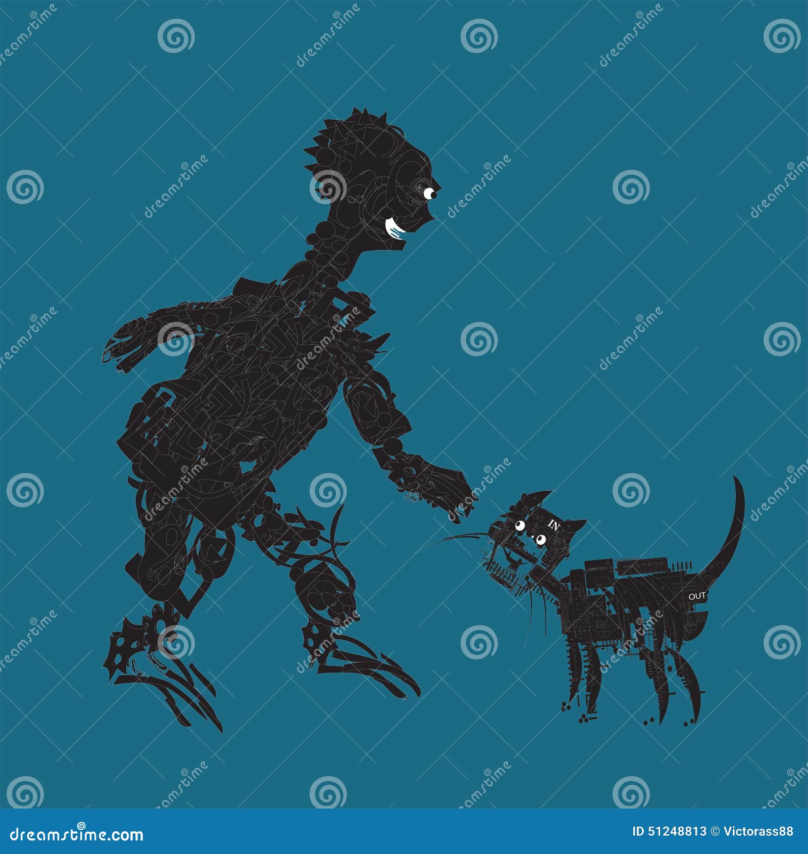 Alien and Cat stock illustration. Illustration of extraterrestrial ...
