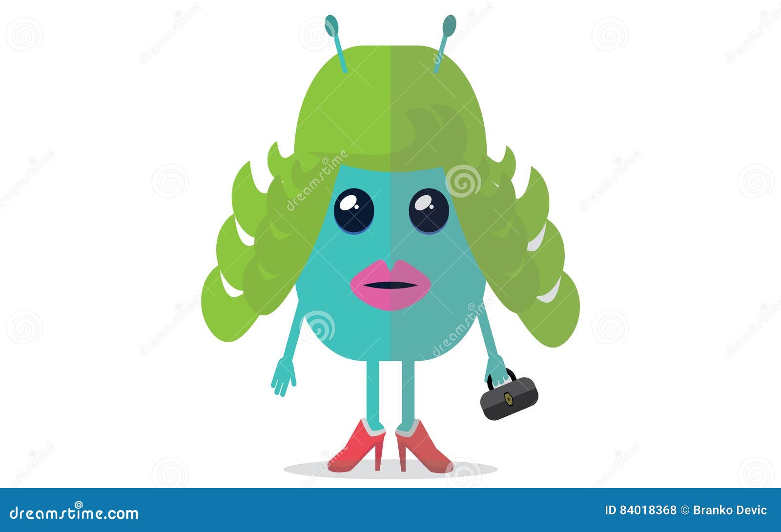 Alien Character Illustration Stock Illustration - Illustration of lips ...