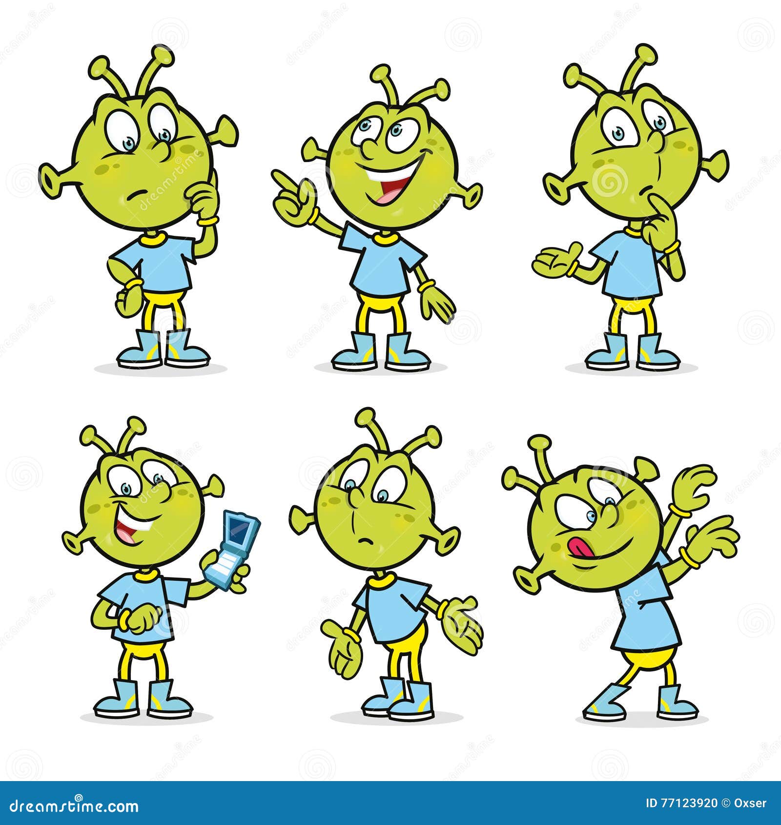 Alien Character in Various Poses Stock Vector - Illustration of ...