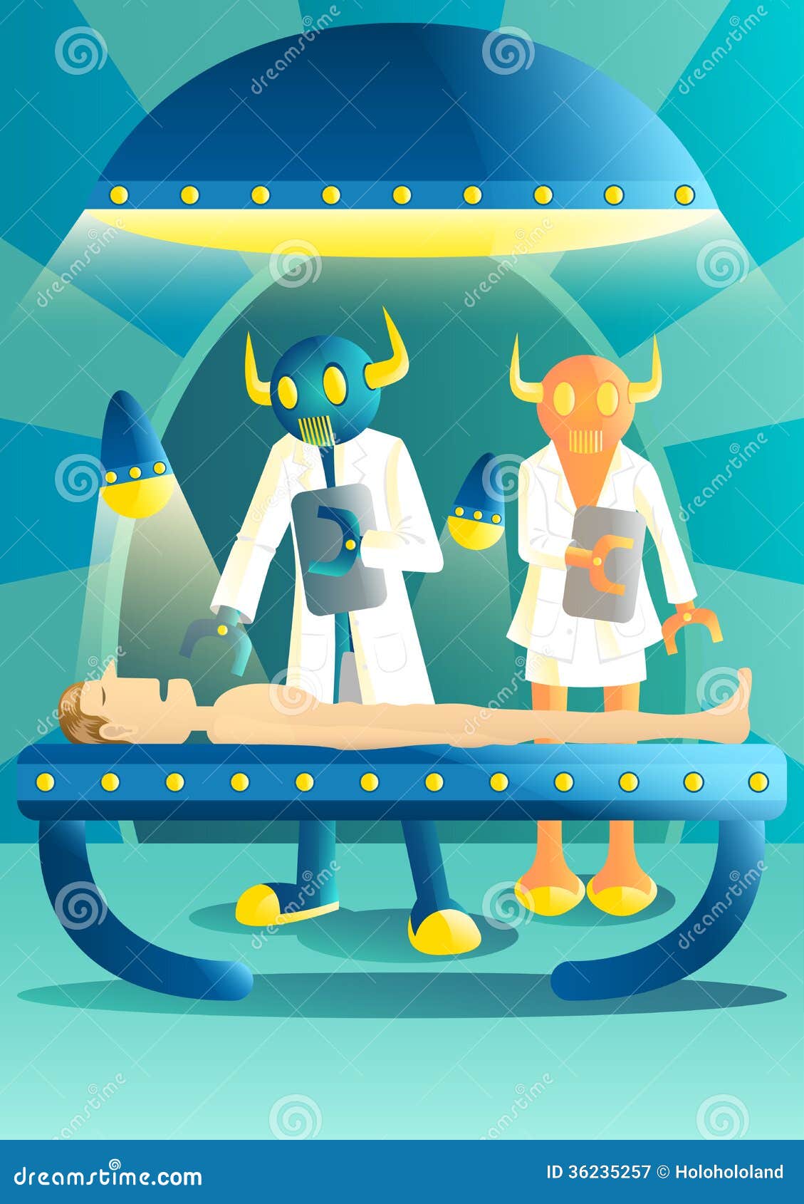 Alien checking human body stock vector. Illustration of technology ...