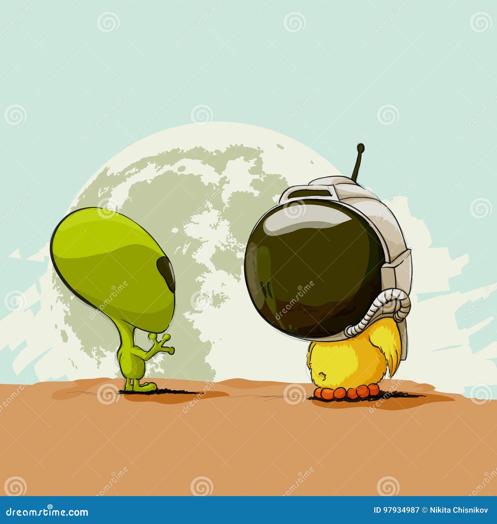 Alien and Chicken on the Background of the Earth Stock Vector ...