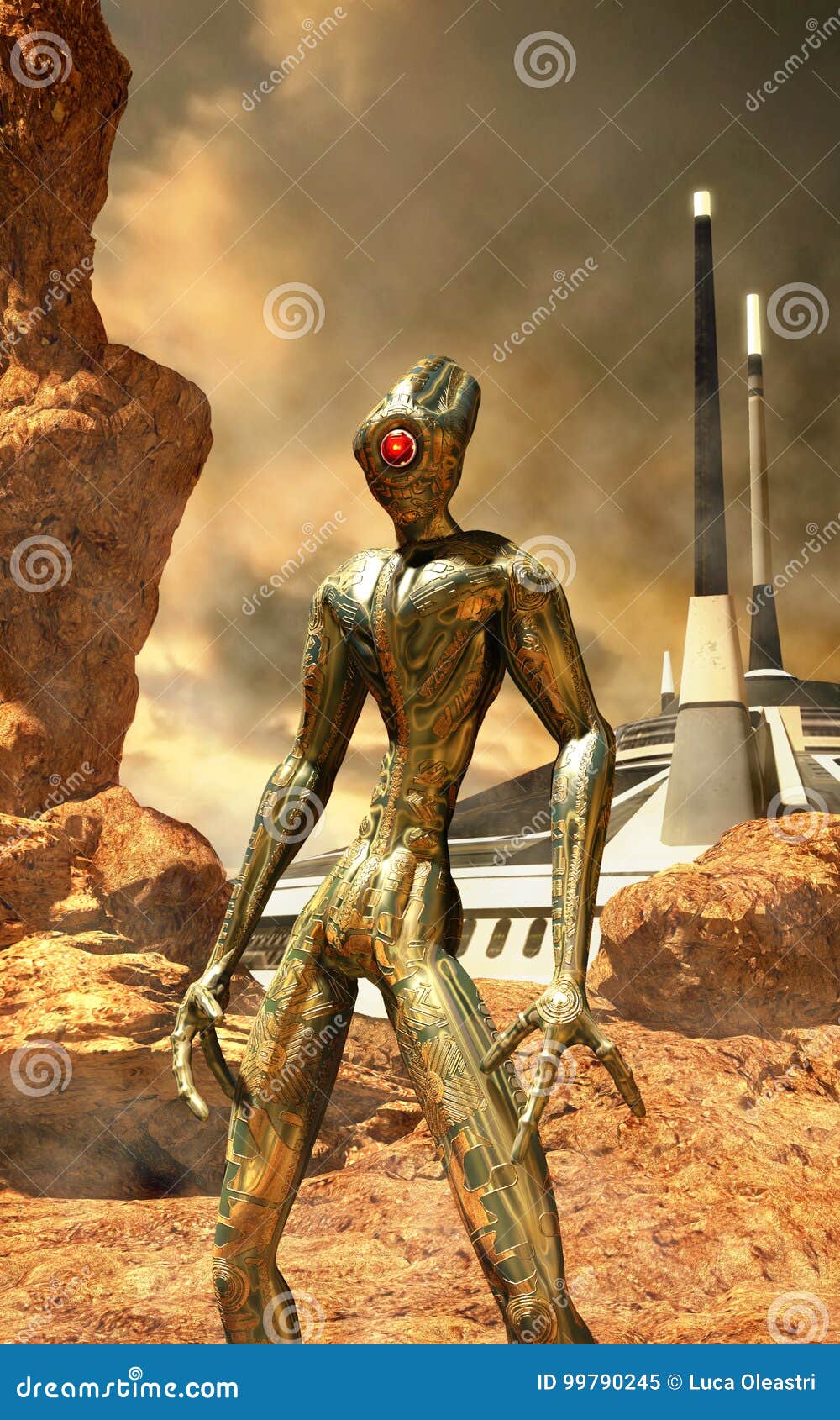 Alien and alien city stock illustration. Illustration of futuristic ...