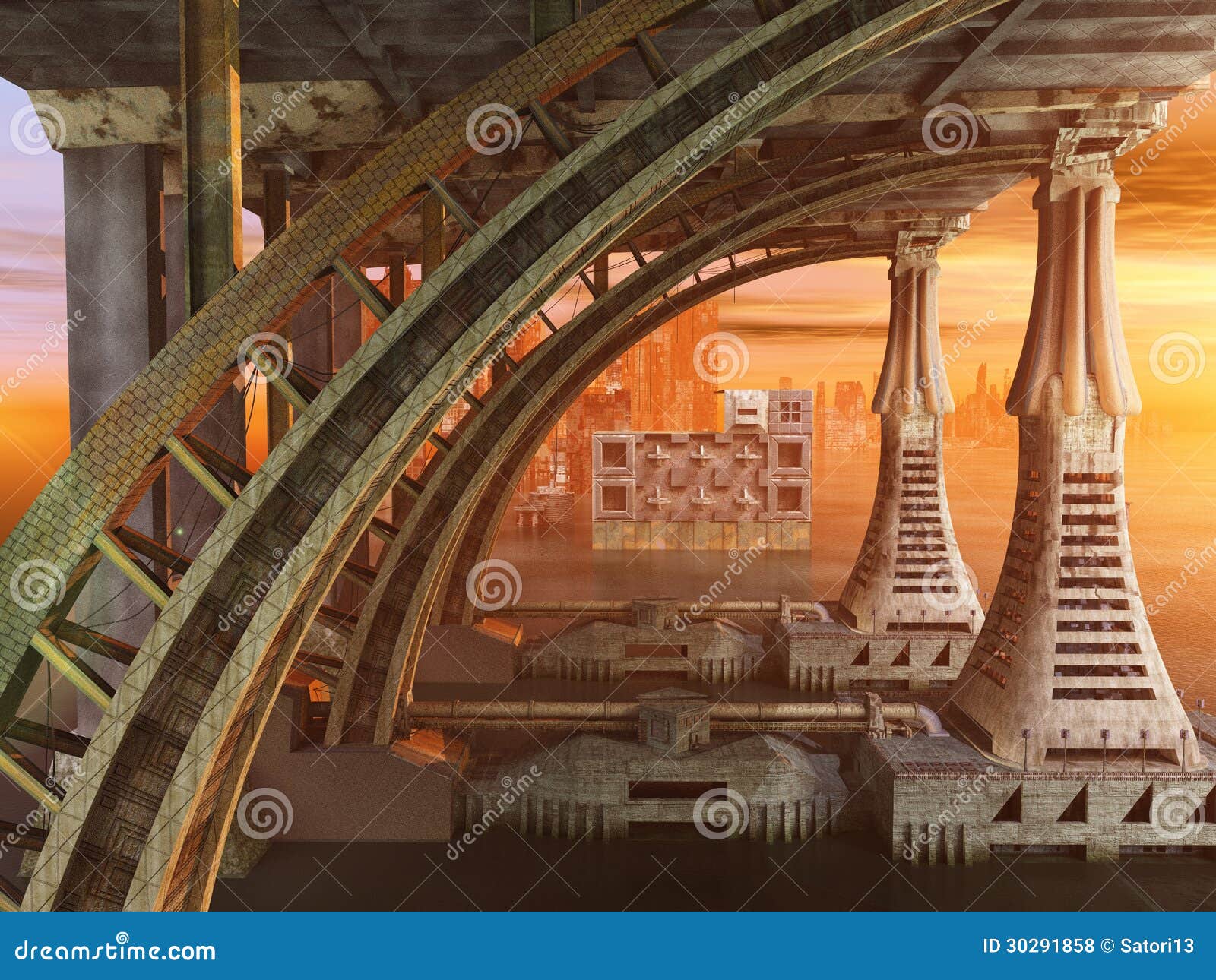 Alien City stock photo. Image of concept, scifi, construction - 30291858