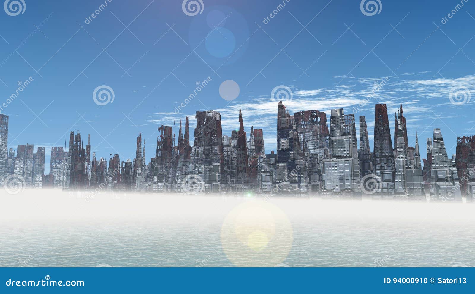 Alien City - Fantasy Urban Structures 3d Render Stock Illustration ...