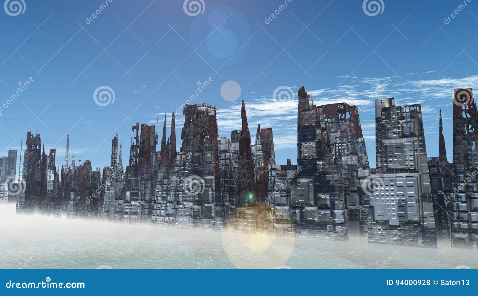 Alien City - Fantasy Urban Structures 3d Render Stock Illustration ...