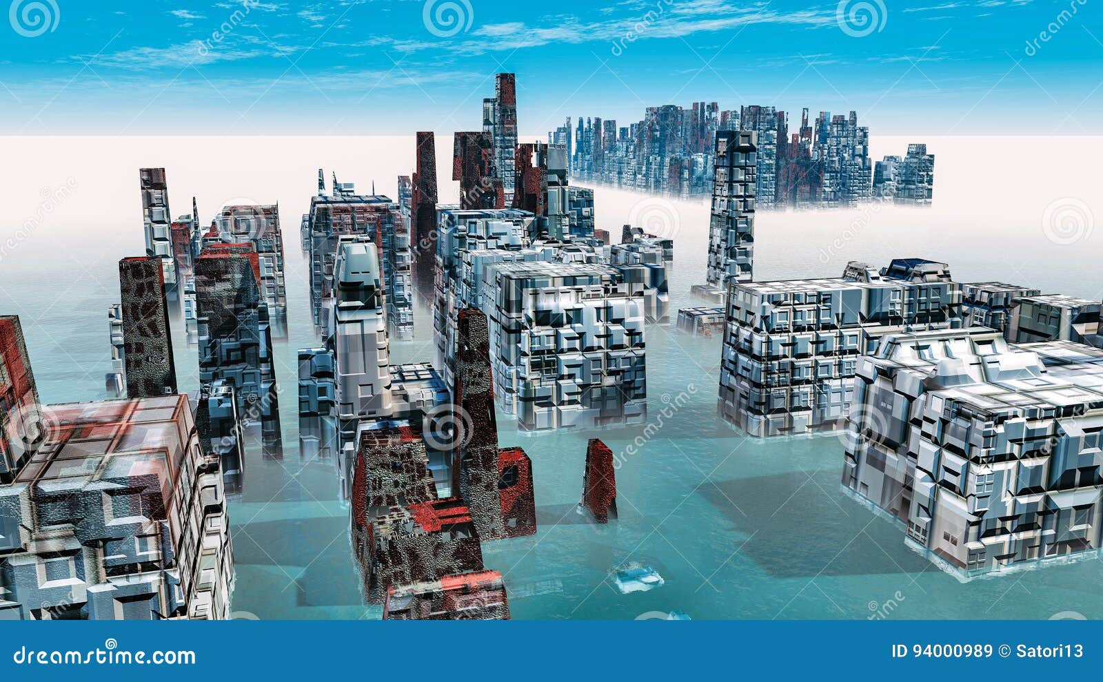 Alien City - Fantasy Urban Structures 3d Render Stock Illustration ...