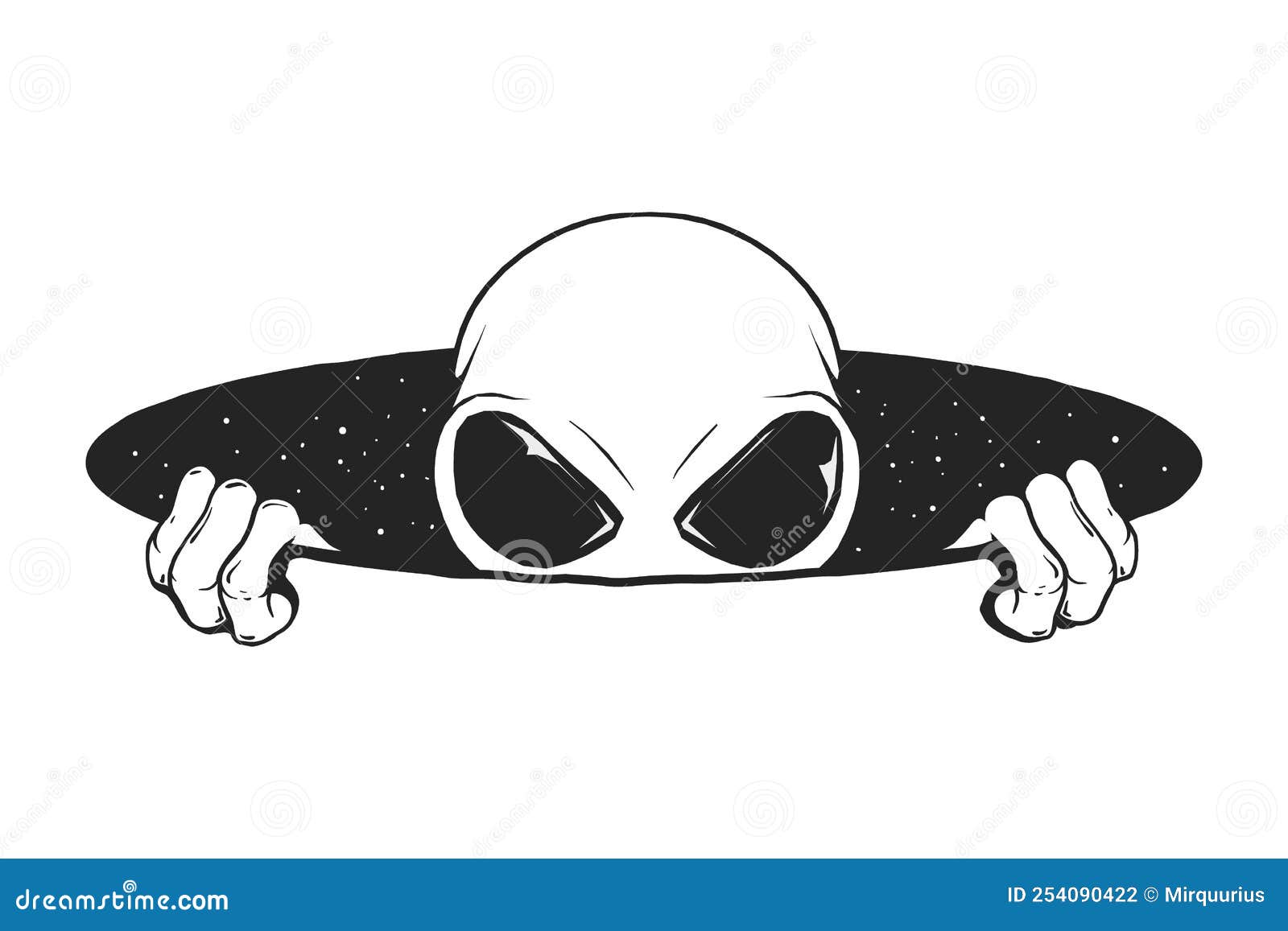 Alien Climbs Out of a Space Hole Stock Vector - Illustration of life ...
