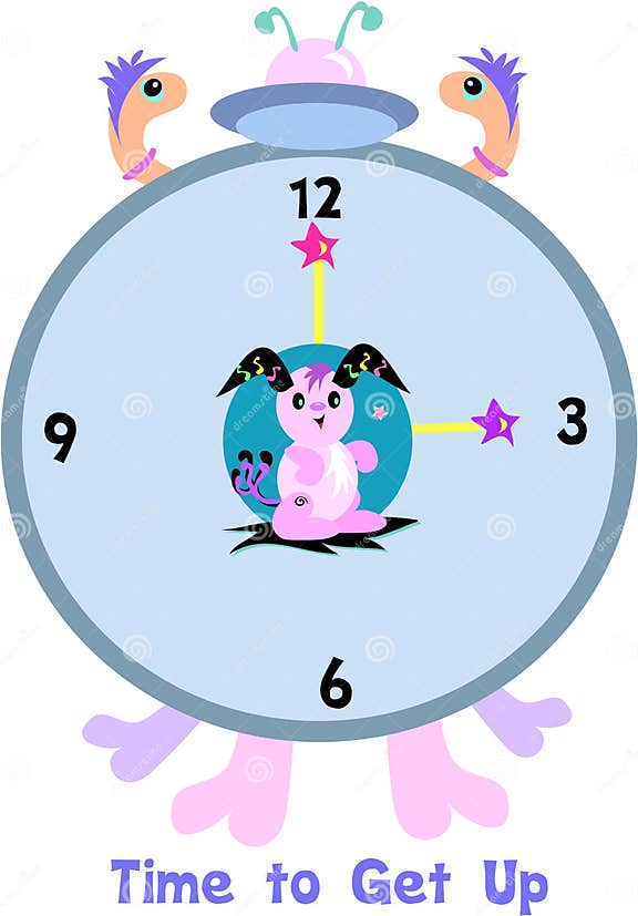 Alien Clock with Creatures and Spaceship Stock Vector - Illustration of ...