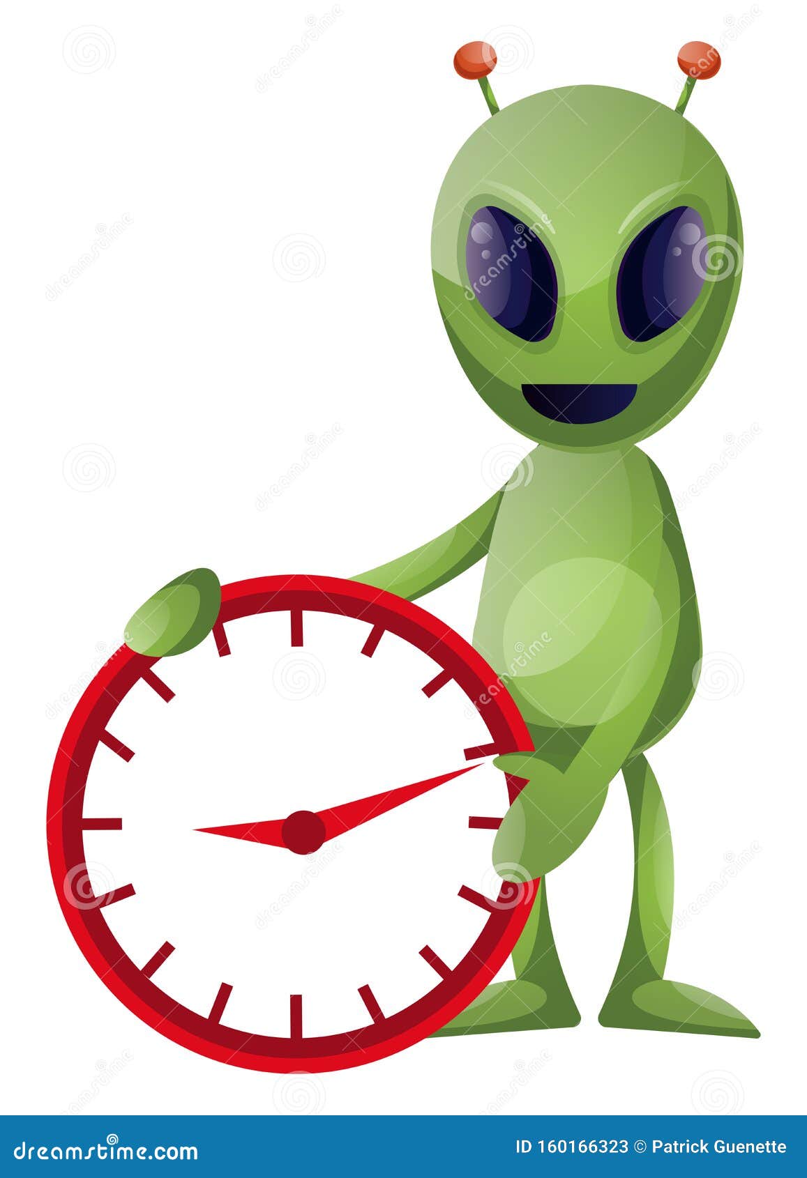 Alien with Clock, Illustration, Vector Stock Vector - Illustration of ...